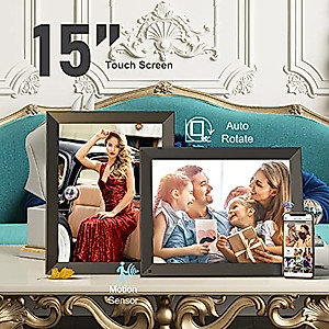 FULLJA WiFi Large Digital Photo Frame 15 inch - Smart Digital Picture Frame, 32GB, Motion Sensor, Full Function, Share Photos and Videos via App or Email, Unlimited Cloud Storage, Wall Mountable