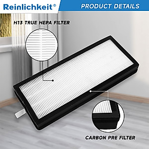 Reinlichkeit True HEPA filter compatible with VEVA 8000 Elite Pro Series Air Purifier，4 True HEPA Filters & 4 Premium Carbon Pre Filters