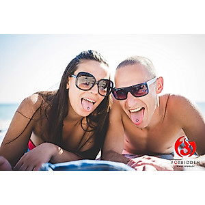 Forbidden Body Jewelry Eyebrow Jewelry, Curved Barbell Piercing Jewelry, Snake Eyes Tongue Rings, 14g 10mm Internally Threaded Surgical Steel Curved Piercing Barbell 4mm balls