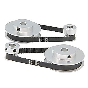 Zeberoxyz 2PCS Set GT2 Synchronous Wheel 20&60 Teeth 8mm Bore Aluminum Timing Pulley with 2PCS Length 200mm Width 6mm Belt (20-60T-8B-6)
