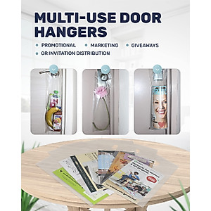 Skywin 1000 Door Hanger Bags 6 x 19 inches - Clear Door Hanger Bags Protects Flyers, Brochures, Notices, Printed Materials - Waterproof and Secure Door Knob Hanger for Outdoor Use (1000)