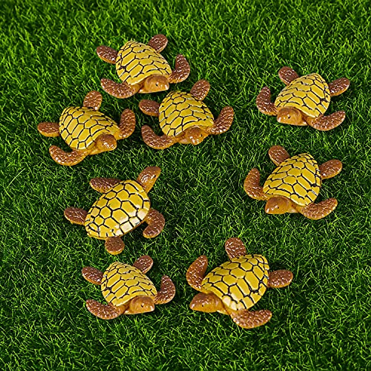 HAOYUNLAI 8 Pcs Miniature Beach Sea Turtle Resin Figurines，Fish Tank Decoration， DIY Craft Decoration Fairy Garden Dollhouse Landscape Decor Ornament