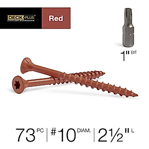 Deck Plus 48429 Wood Screws #10 x 2-1/2", Red, 1lb Box
