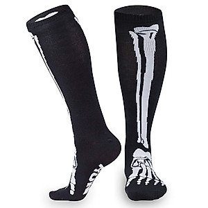 Skeleton Halloween Knee High Half Cushioned Athletic Running Socks Fun Running Socks by Gone For a Run, One Size