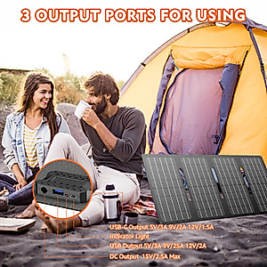 Apowking 146Wh Portable Power Bank with AC Outlet & 40W Foldable Solar Panel, Portable Laptop Charger 110V/100W with USB & DC Output for Camping, Home Emergency, Traveling, RV Trip