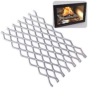 Fireplace Grate Ember Retainer,12x7inches Steel Fireplace Ember Retainer Mesh,Metal Ember Retainer for Use on Fireplace Grates (Small)