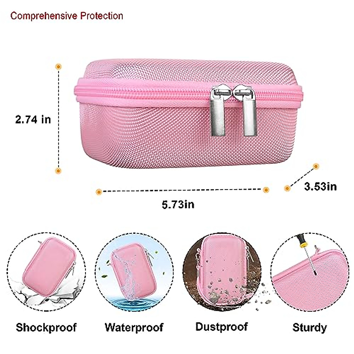 Elonbo Carrying Case for Makeid Label Maker Machine, Makeid L1 Portable Bluetooth Label Printer Handheld Label Printer Storage Holder Bag, Extra Mesh Pocket Fits Label Paper Cable, Pink