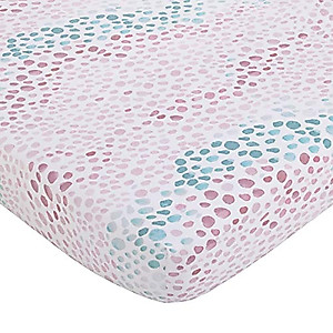 NoJo Watercolor Blossoms Pink, Teal, Gold and White Floral 8 Piece Crib Bedding Set