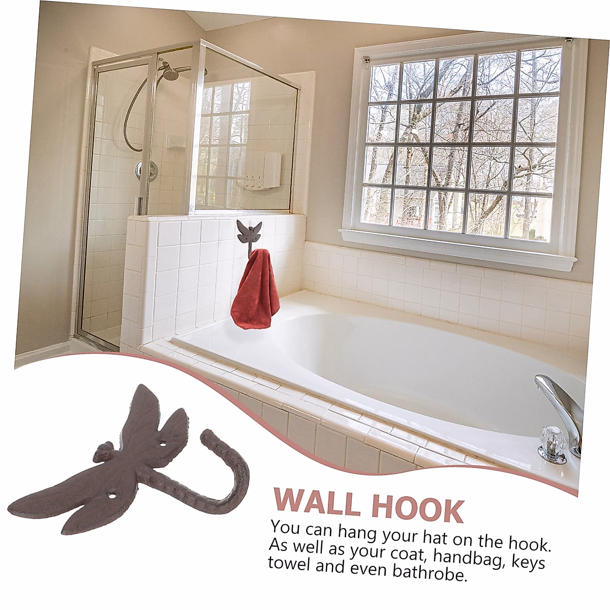 Zerodeko Sturdy Iron Material Coat Hanger Wall Mount Dragonfly Key Decor Clothes Hook