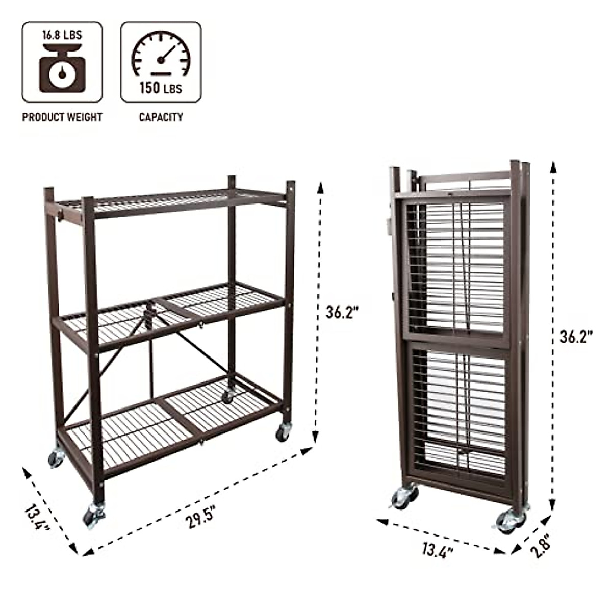 Olympia Tools 3 Shelf Foldable Wire Rack, Metal Organizer