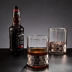 MyGift Whiskey Glasses Set of 4, Cocktail Mixed Drink Beverage Tumbler Drinkware with Copper Plating Bottom Rim