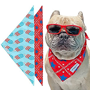 Fabulous Fido Summer Accessories 100% Cotton Dog Summer Bandana, Dog Apparel Cooling Scarf, Patriotic Pet Supplies Essentials Unisex Summer Clothes Party Outfit Costumes (Blue)