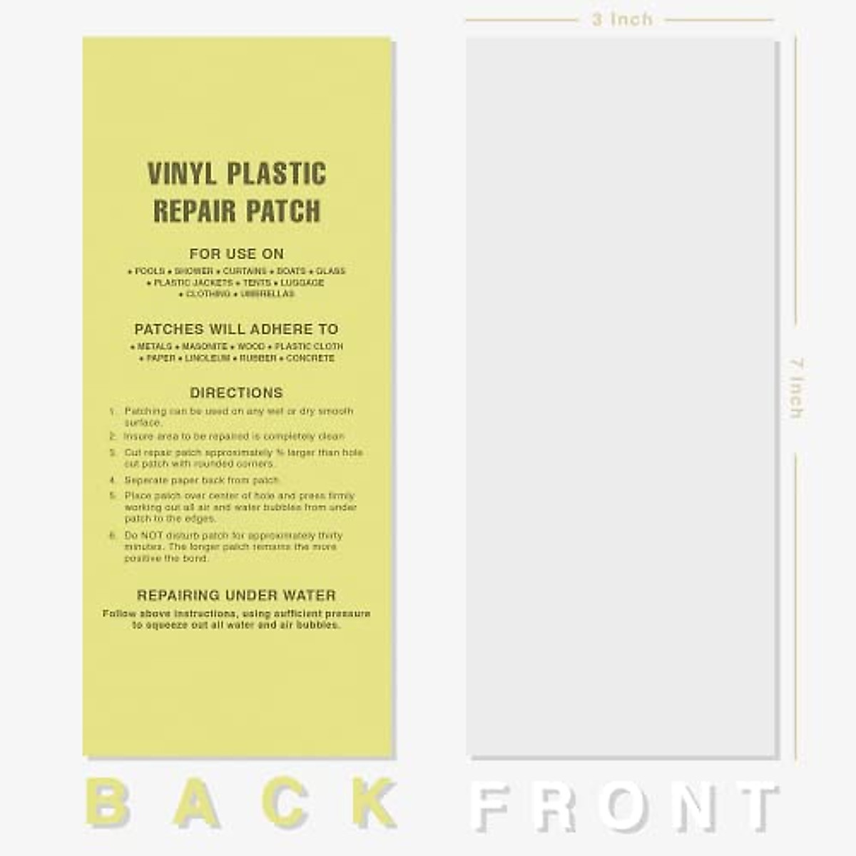 Vinyl Pool Patch Kit Adhesive Repair Slits and Leaks on Inflatable Above Ground Swimming Pool Pack of 2