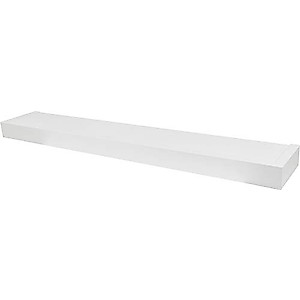 HIGH & MIGHTY 515613 Modern 36" Floating Shelf Holds up to 25lbs, Easy Tool-Free Dry Wall Installation, Flat, White