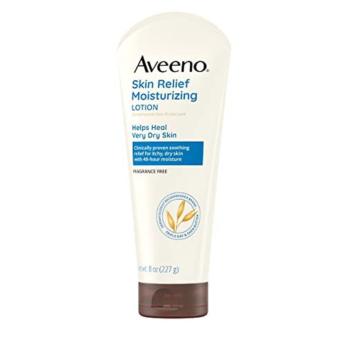 Aveeno Skin Relief Moisturizing Lotion for Very Dry Skin with Soothing Triple Oat & Shea Butter Formula, Dimethicone Skin Protectant Helps Heal Itchy, Dry Skin, Fragrance-Free, 8 fl. oz
