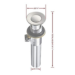 Purelux Bathroom Sink Drain Stopper Assembly with Lift Rod and Overflow, Chrome Finish