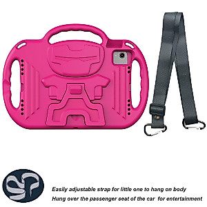 MENZO Kids Case for iPad Air 5th/4th Generation (2022/2020),iPad Air 10.9 inch Case, Light Weight Shockproof Shoulder Strap Handle Stand Kids Case for iPad Air 5/4, iPad Pro 11 2021/2020/2018, Rose