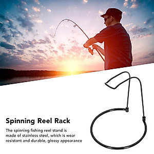 Qinlorgo Reel Rack U Shaped Frame Glossy Appearance Fishing Tackle Holder Stainless Steel Round Base for Storage (Black)