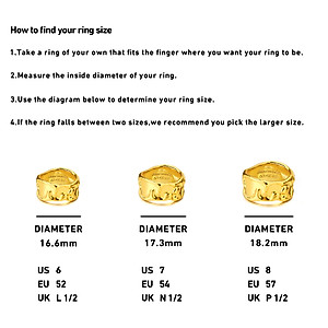 Valloey Rover Gold Rings for Women 14K Gold Filled Band Rings Statement Ring Chunky Jewelry Gift for Women Comfort Fit Size 7 (Wave Texture 7)