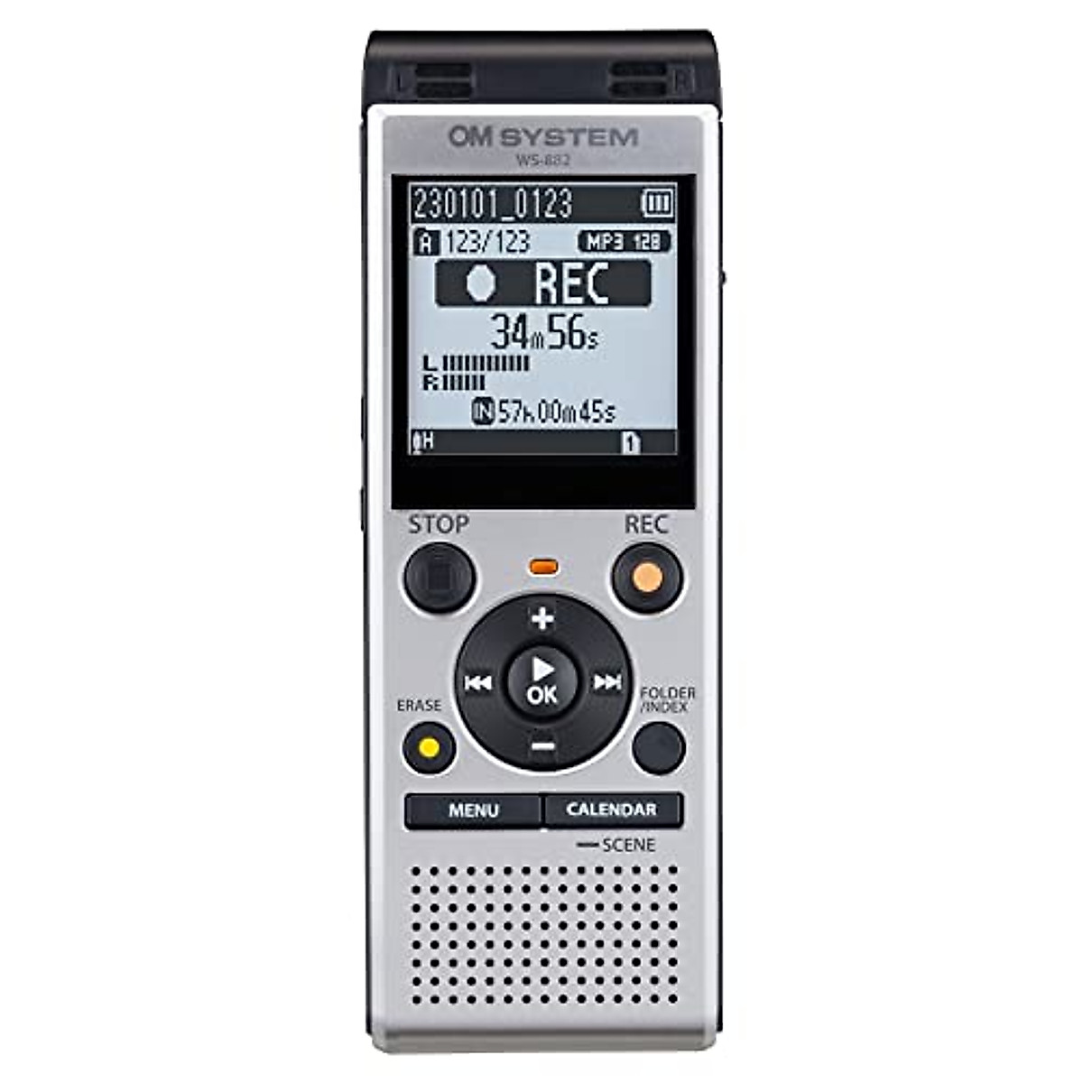 Olympus OM System WS-882 Digital Voice Recorder, with Linear PCM/MP3 Recording Formats, USB Direct, 4gb Playback Speed and Volume Adjust, File Index, Erase Selected Files