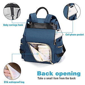 QIMIAOBABY Diaper Backpack, Waterproof Nylon Baby Nappy Storage Bag (Blue)