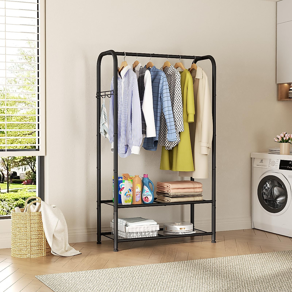 SINGAYE Clothing Racks For Hanging Clothes Rack Portable Closet Garment Coat Rack With Shelves Heavy Duty Hanger Stand Wardrobe Free Standing Closet