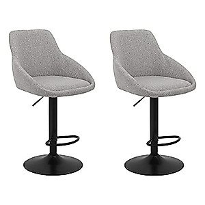 CangLong Mid Century Style Adjustable Swivel Bar Stool with Back Support Dining Chairs Set of 2,Gray