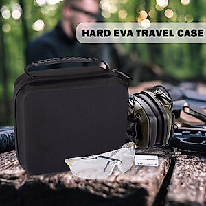 ProCase Hard Carrying Case for Howard Leight Impact Sport Electronic Earmuff and Genesis Sharp-Shooter Safety Eyewear Glasses, Shooting Eye and Ear Protection Case -Black