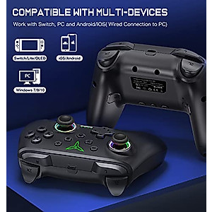 Switch Controller, Wireless Switch Controller Compatible with Switch Controller/Switch Lite/OLED, Wireless Switch Controllers Work with iOS/Android/PC with RGB Light, Programmable, TURBO & Wakeup