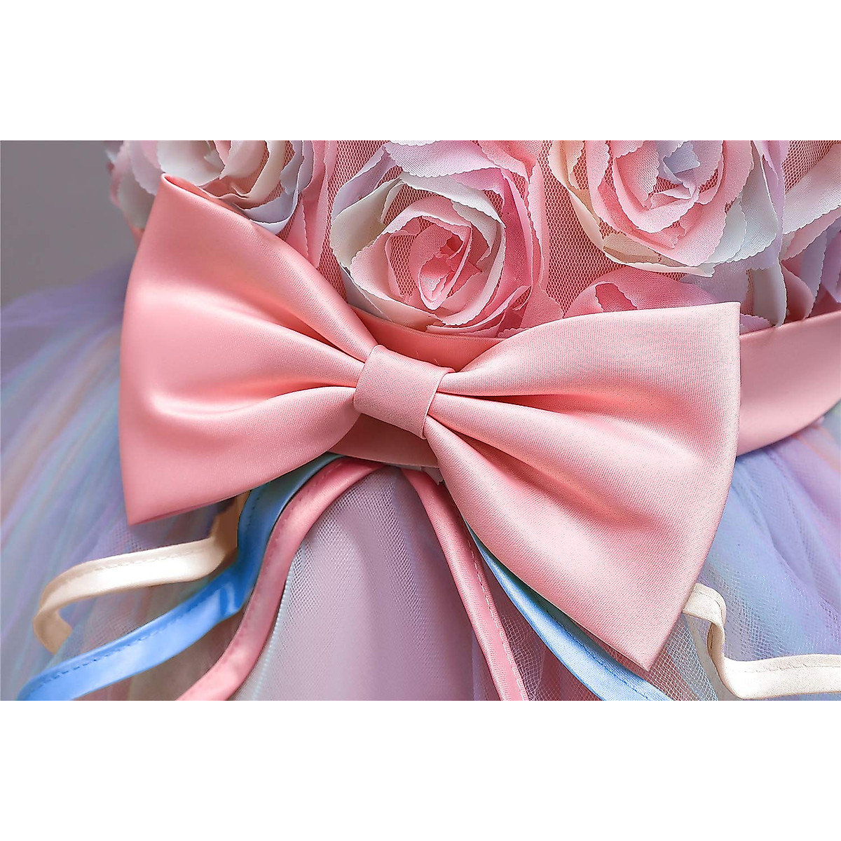 NNJXD Girl Dress Kids Ruffles Lace Party Wedding Dresses Size (110) 3-4 Years Flower 736 Pink