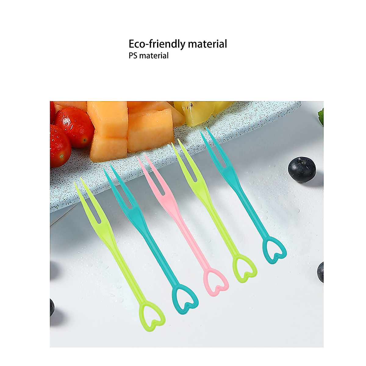 Disposable plastic fruit fork (500pcs) kids fruit fork mini dessert fork Cake fork Food fork Plate fork Birthday, party supplies