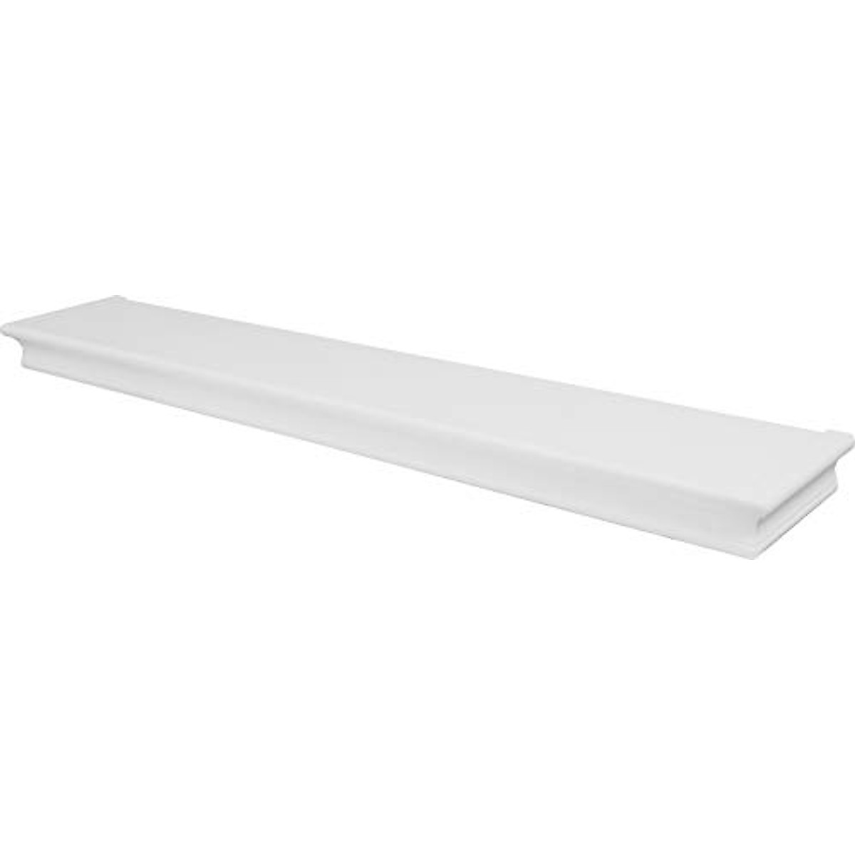 HIGH & MIGHTY 515616 Decorative 36" Floating Shelf Holds up to 25lbs, Easy Tool-Free Dry Wall Installation, Beveled, Retail Packaging, White