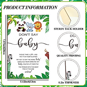 Patelai 321 Pcs Baby Shower Games Supplies, 5 Sets (50 Cards Each) Activities Cards with 20 Pencils 1 Don't Say Baby Sign 50 Clothespin(Jungle Style)