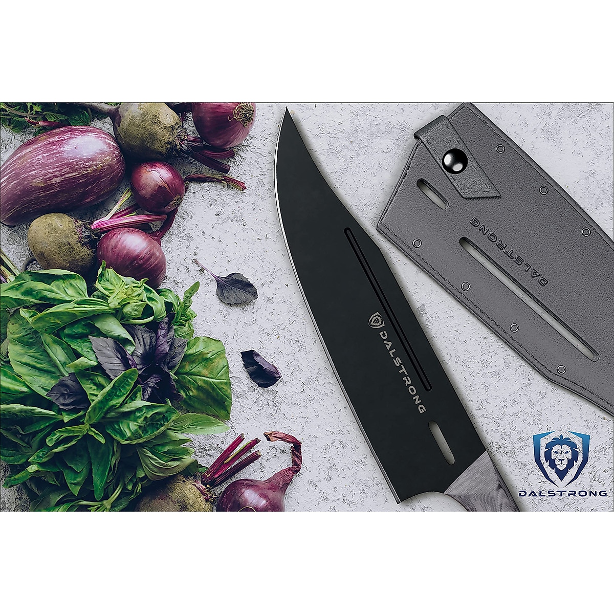 DALSTRONG Delta Wolf Series Chef Knife 8" Bundled with DALSTRONG Premium Portable Whetstone Set #1000/#6000 Grit Combo Stone with Oak Storage & Carrying Box