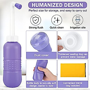 2 Pack Portable Bidet, Number-one Handheld Peri Bottle 450ml Travel Bidet Bottle Hygiene Care Extended Pipe Perineal Spray Bottle with 2 Nozzle Store Bag Dust Cap for Postpartum Care, Baby, Eldery