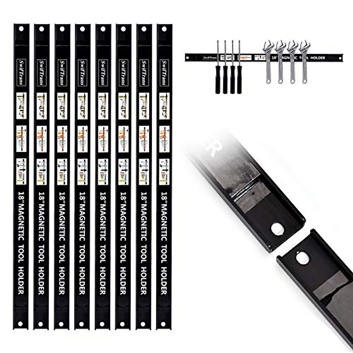 Magnetic Tool Holder 18 Inch 8 Pack Heavy Duty Magnet Tool Bar Strip Rack Wall Mount Black¡­