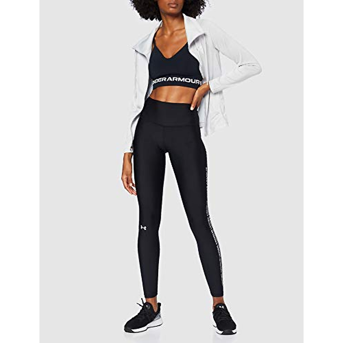 Under Armour Women's Seamless Low Impact Long Sports Bra , Black (001)/Halo Gray , Medium