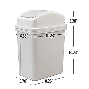 Zopnny 7 L Slim Plastic Trash Can, Swing Lid Garbage Can, 1-Pack, Grey