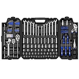 Prostormer 240-Piece Mechanics Hand Tool Set, General Assorted SAE/Metric Sockets and Wrenches Automotive Repair Tool Kit with Plastic Storage Toolbox