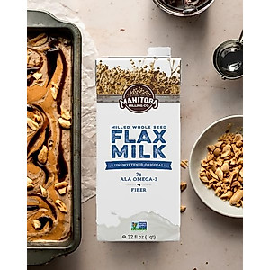 Manitoba Milling Company Unsweetened Flax Milk, 32 Ounce (Unsweetened Original) 4pk, Plant-Based Non-Dairy Milk Alternative with Omega-3, 4 g Protein, Fiber, Lignans | Shelf Stable