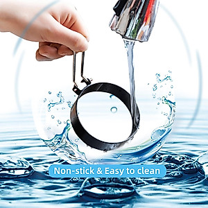 Ameupin 8" Omelet Ring, 6" Pancake Ring, 3.5" Egg Ring for Griddle Frying Eggs (Upgrade Large 3 Pack Stainless Steel Non Stick Round Cooking Rings Molds with Oil Brush and Egg Separator)