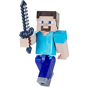 Mattel Minecraft Craft-A-Block Biome Builds Steve Figure, Authentic Pixelated Video-Game Character, Action Toy to Create, Explore and Survive, Collectible Gift for Fans Age 6 Years and Older