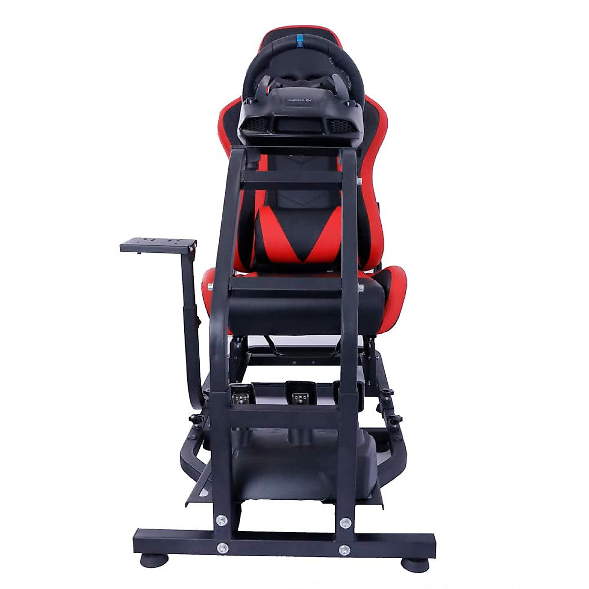 Gazzyt Racing Simulator Cockpit Stand with Red Racing Chair Adjustable Racing Wheel Stand fit for Logitech G27 G29 G920, Thrustmaster T300 T300RS T248, Without Wheel Pedal and Shifter