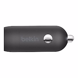Belkin 20 Watt USB C Car Charger with Fast Charging for Apple iPhone 14, 14 Pro, 14 Pro Max, iPhone 13, 13 Pro, 13 Pro Max, iPad Pro Samsung Galaxy S22 Ultra & More (Cable Not Included) - Black