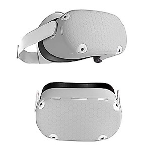 MASiKEN VR Cover Shell for Oculus Quest 2, Soft Silicone Front Face Protector, Anti Scratch and Falling Damage, Light Blocker, Quest 2 Decal Replacement (Gray)