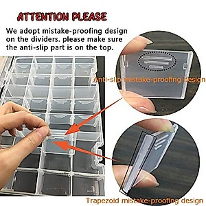 DARUITE Plastic Organizer Box with Dividers, (34 grids,3PCS) Compartment Organizer, Jewelry Organizer Box, Clear Organizer Box for Beads Earring Tool Fishing Hook Small Accessories
