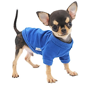 LOPHIPETS 100% Cotton Dog Tee Shirt for Small Dogs Teacup Chihuahua Yorkie Puppy Clothes-Blue/XXS