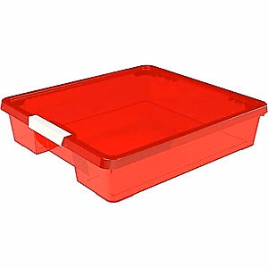 Storex Stackable Craft Box Storage Bin, 3" x 14" x 14", Assorted Bright, 5 per Carton