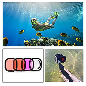 SOONSUN Waterproof Case for GoPro Hero 11 / 10 / 9 Black with 4-Pack Diving Filter - 60M Underwater Protective Housing Case for GoPro HERO11 10 9 Black with Red, Light Red, Magenta, 5X Macro Filters