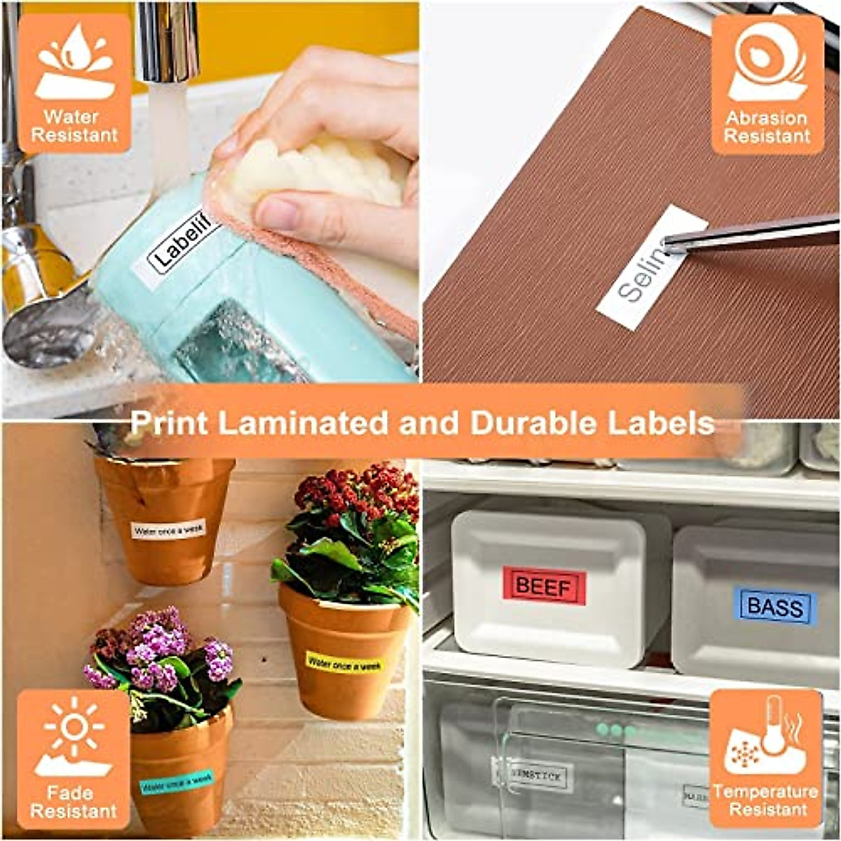 Labelife Bluetooth Label Maker Machine, Wireless and Portable Label Maker with Multiple Fonts, Compatible with iPhone and Android Phone, with One Laminated JM Label, for Home & Office, P3100D, White
